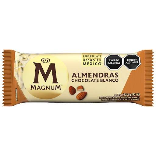 Helado De Almendras Magnum Sabor A Vainilla Y Chocolate Blanco x 73,2 gr