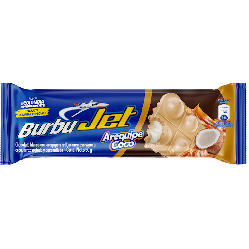 Chocolatina Jet Burbujet Arequipe Coco x 50 gr