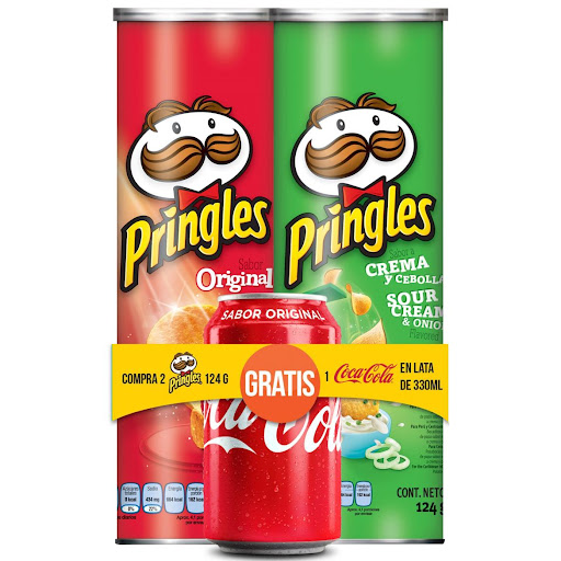 Papas Pringles Sabor Original + Pringles Cebolla 124 gr x 2 und + Coca ...