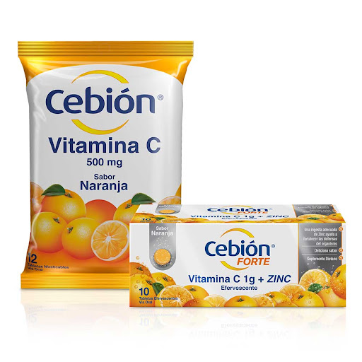 Cebión Masticable Vitamina C 500mg x 12 Tabletas + Cebión Efervescente ...
