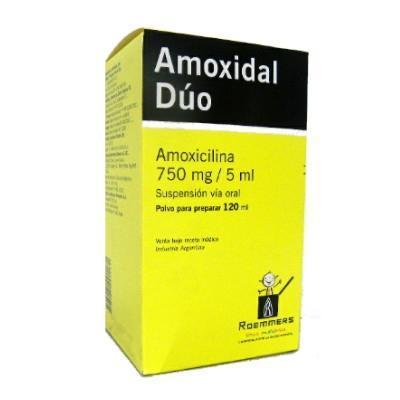Amoxidal Duo Amoxicilina 750mg/5ml Roemmers Frasco x 120 ml