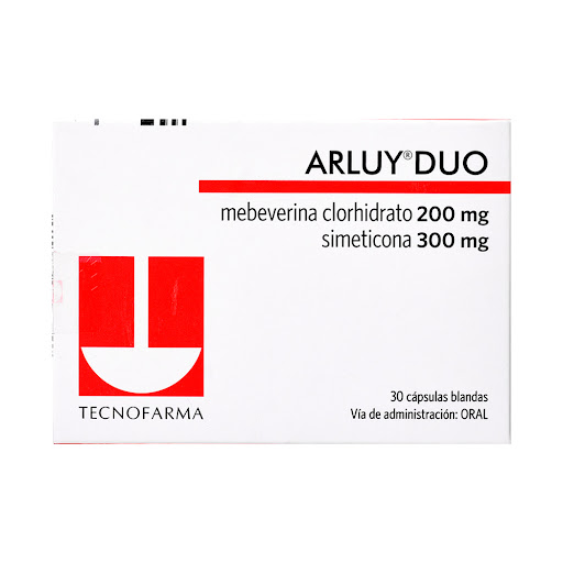 Arluy Duo Mebeverina + Simeticona 200mg/300mg Tecnofarma Caja x 30 Cápsulas