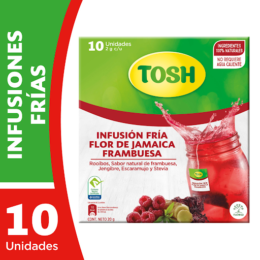Infusiones Tosh Fría Flor de Jamaica Frambuesa Caja x 10 unidades