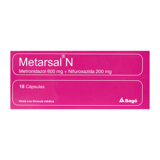 Metarsal N Metronidazol + Nifuroxazida 600mg/200mg Bagó Caja x 18 Cápsulas