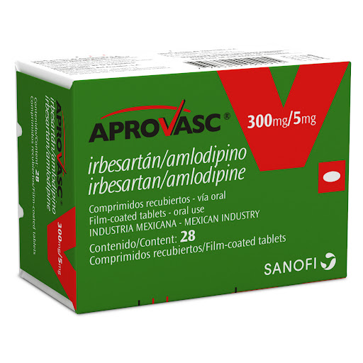 Aprovasc Irbesartan + Amlodipino 300mg/5mg Sanofi Caja x 28 Comprimidos