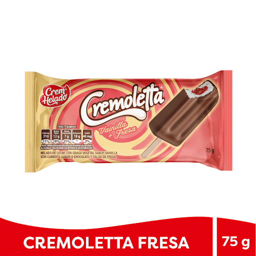 Paleta Cremoletta Sabor Vainilla + Fresa x 75 gr