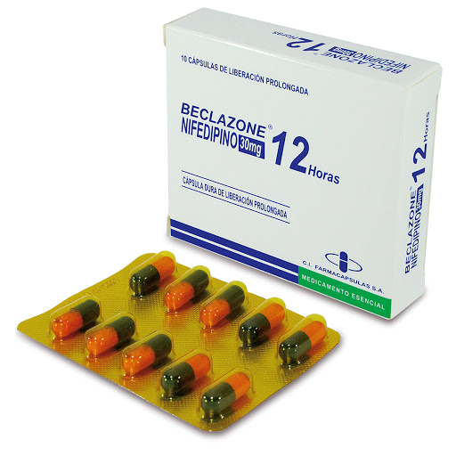 Beclazone Nifedipina 30 mg Novamed Caja x 10 Cápsulas