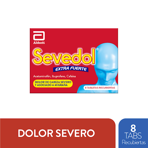 Sevedol Extra Fuerte Acetaminofén + Ibuprofeno + Cafeína Caja x 8 Tabletas