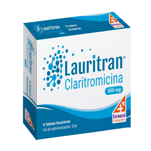 Lauritan Claritromicina 500mg Farmacol Caja x 10 Tabletas