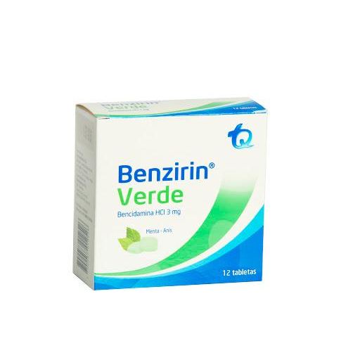 //Benzirin Verde Menta Anis 3Mg Tabletas Caja X12Tab. Tq Benzidamina
