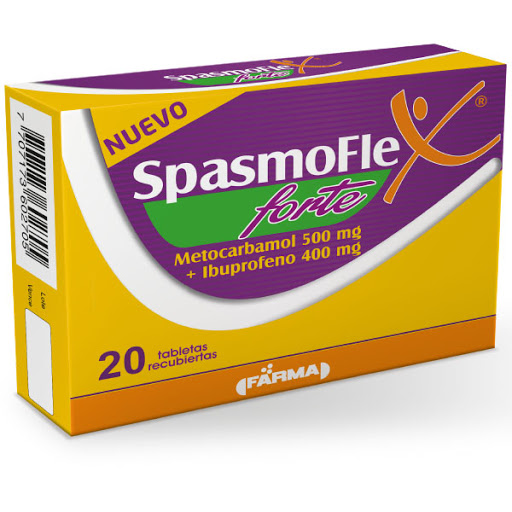 Spasmoflex Forte Metocarbamol + Ibuprofeno 500mg/400mg Caja x 20 Tabletas