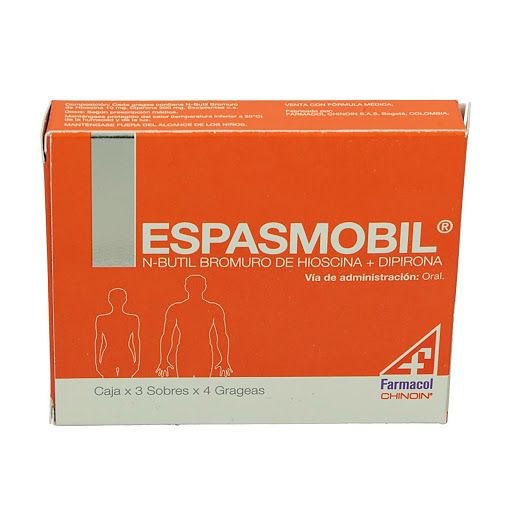 Espasmobil Bromuro de Hioscina + Dipirona 300mg/10mg Farmacol Caja x 3 ...
