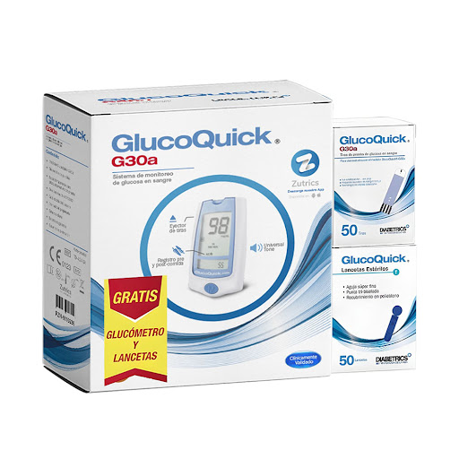 Glucometro Glucoquick G30a + 50 Tiras + 50 Lancetas Esteriles