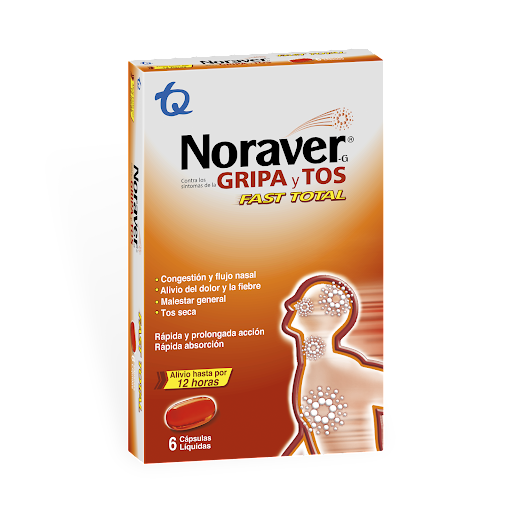 //Noraver Gripa Tos Fast 10mg Pas. Caja x6Pas. TQ Ibuprofeno Bromhexina