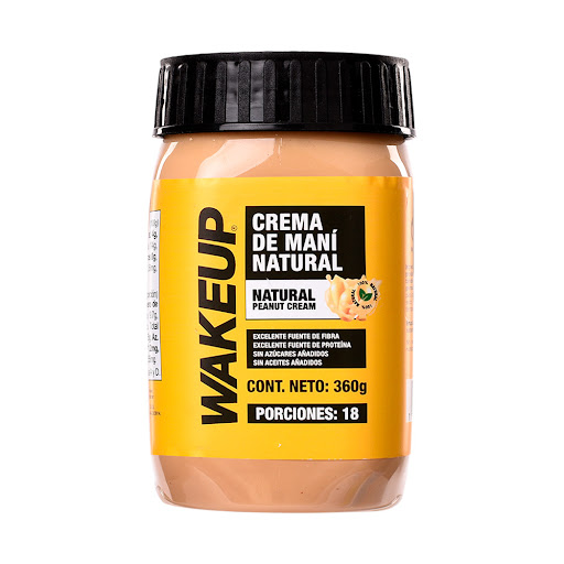 Crema De Maní Sabor Natural Frasco Wake Up x 360 gr