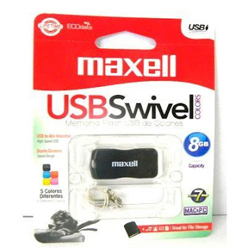 MEMORIA USB MAXELL SWIVEL COLORS BLACK 8GB X1UND.