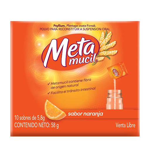 Metamucil Fibra Natural Sabor Naranja Caja x 10 Sobres