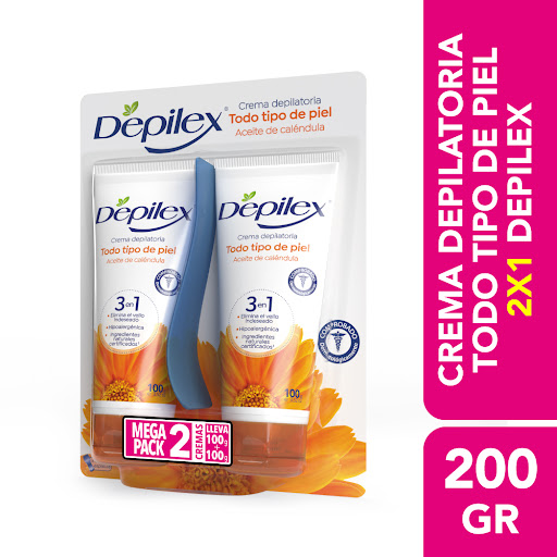 Crema Depilatoria Depilex Aceite Caléndula 3 en 1 Todo Tipo Piel x 2 und