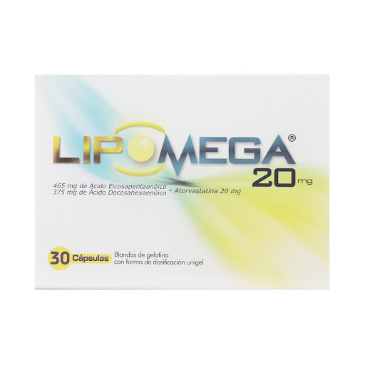 **LIPOMEGA 20MG CAPSULAS CAJA X 30 CAPSULAS PROCAPS ATORVASTATINA OMEGA