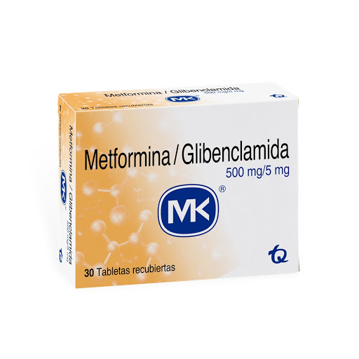 Metformina + Glibenclamida MK 500mg/5mg Caja x 30 Tabletas