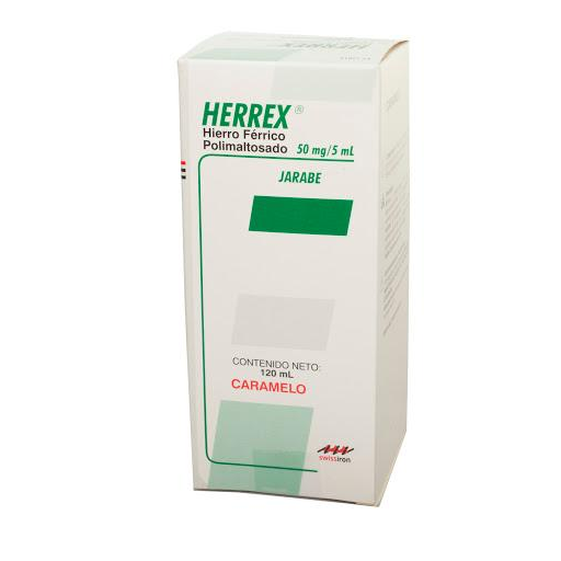 Herrex Hierro Férrico Caramelo 50 mg Farmacol Frasco x 120 ml