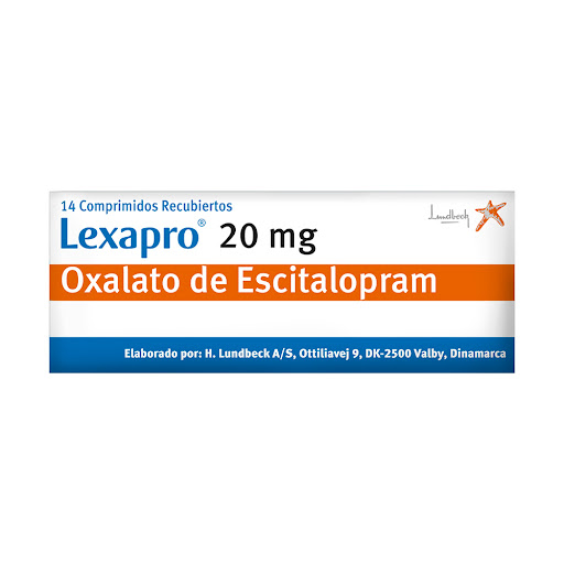 Lexapro Escitalopram 20 mg Suiphar Caja X 14 Comprimidos