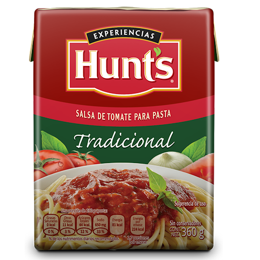 Salsa Para Pastas Hunts Tradicional Frasco x 360 gr