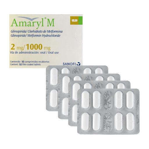 Amaryl M Glimepirida + Metformina 2mg/1000mg Sanofi Caja x 32 Comprimidos