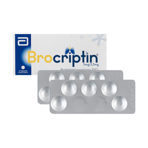 Brocriptin Montelukast + Levocetirizina 5mg/2,5mg Abbott Caja x 10 tabletas