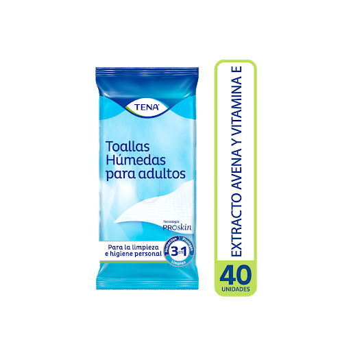 Toallas Húmedas Tena Extracto Avena Vitamina E Higiene Personal x 40 und
