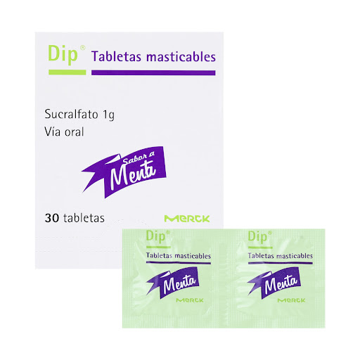 Dip Sucralfato 1 gr Sabor Menta Merk Fracción Sobre x 1 Tableta Masticable