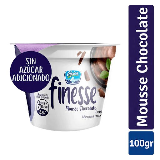 Postre Mousse Finesse Sabor A Chocolate Sin Azucar x 100 gr