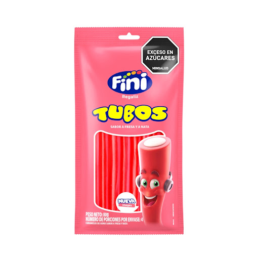 Dulces Fini Tubos Fresa Paquete x 80 gr