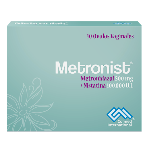Metronist Metronidazol + Nistatina 500mg/100.000UI Colmed Caja x 10 Óvulos