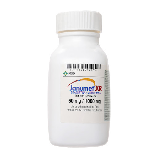 Janumet Xr Sitagliptina + Metformina 50mg/1000mg MSD Frasco x 56 Tabletas