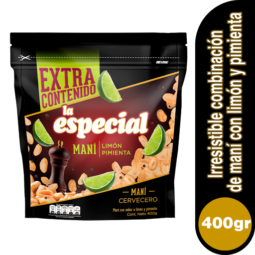 Mani la Especial Cervecero Limon Pimienta Bolsa x 400Gr