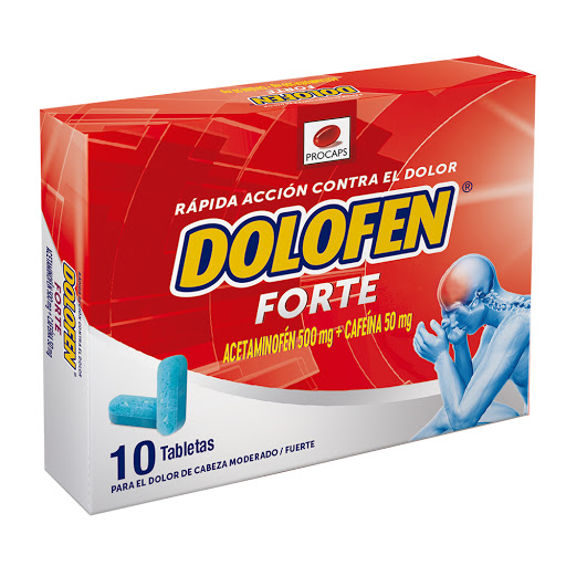 Dolofen Forte Acetaminofén + Cafeína 500mg/50mg Procaps Caja x 10 Tabletas