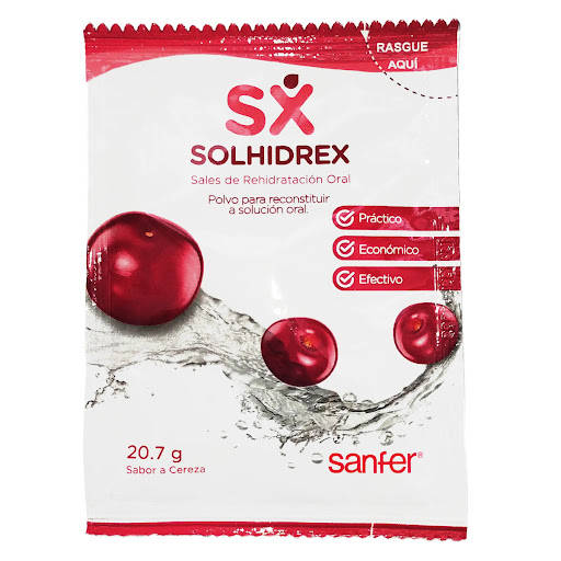 Solhidrex Sales de Rehidratación Oral Cereza Sanfer Sobre x 20.7 gr