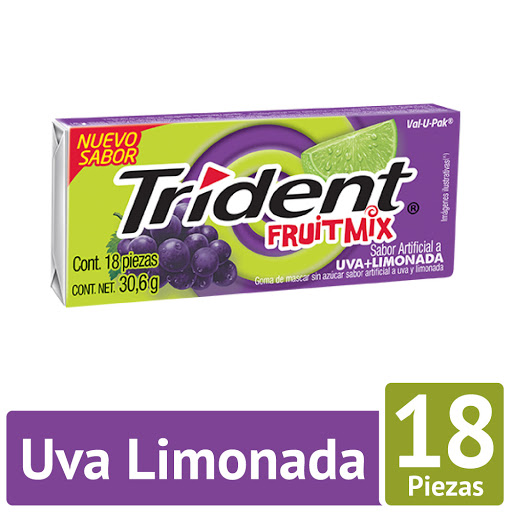 Chicle Trident Fruit Mix Uva + Limonada x 18 und